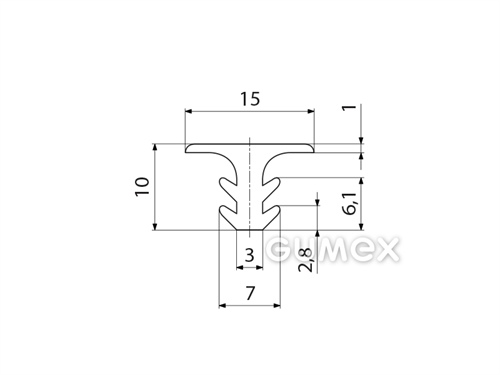 "T" Silikonprofil, 10x15/3mm, 70°ShA, ISO 3302-1 E2, -60°C/+180°C ...